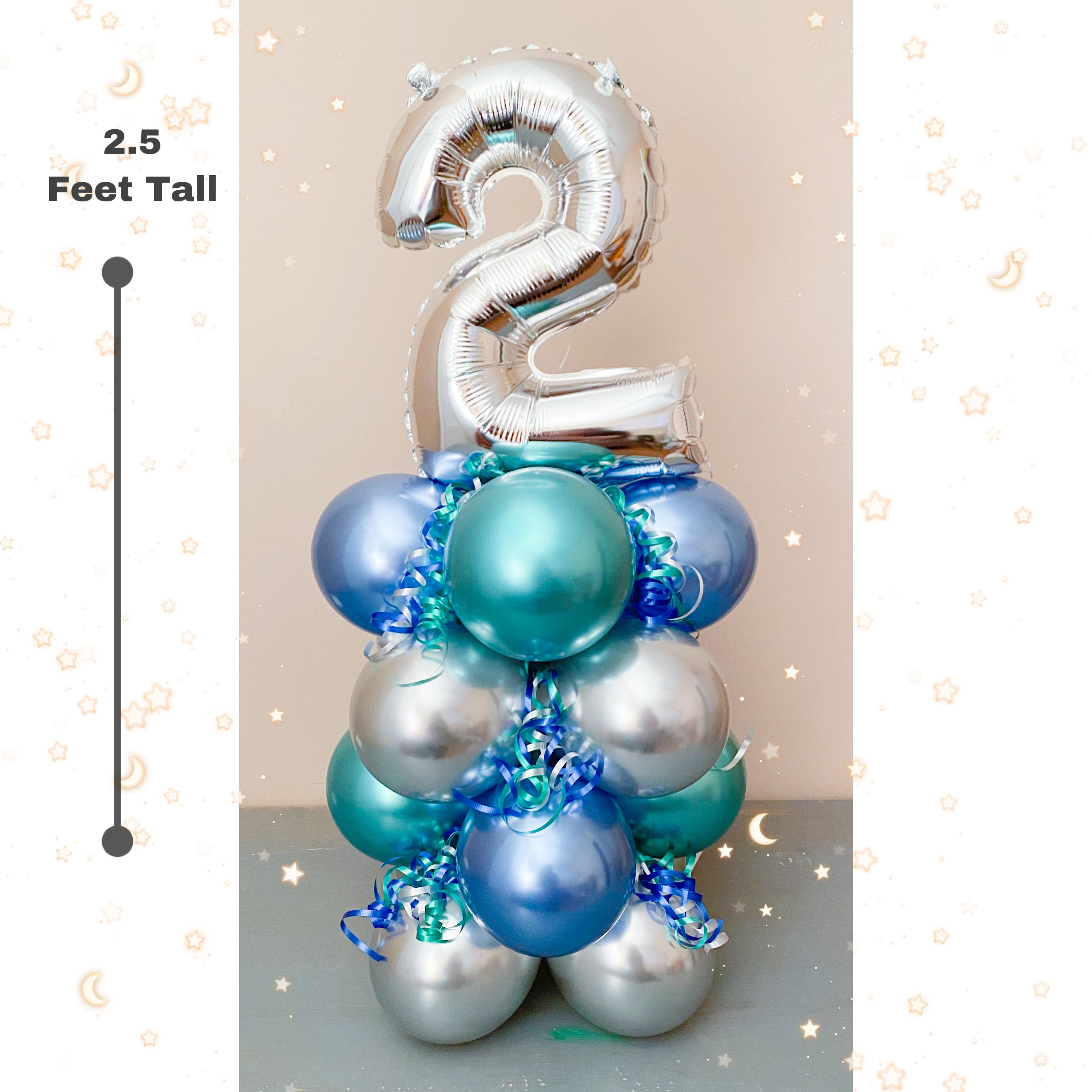Aged stacked bouquet (one number) – Monarch Balloons